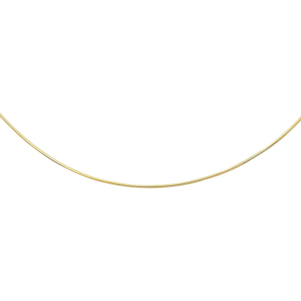 14K Yellow Gold 17" Round Omega Chain Necklace with Screw Back Lock ...