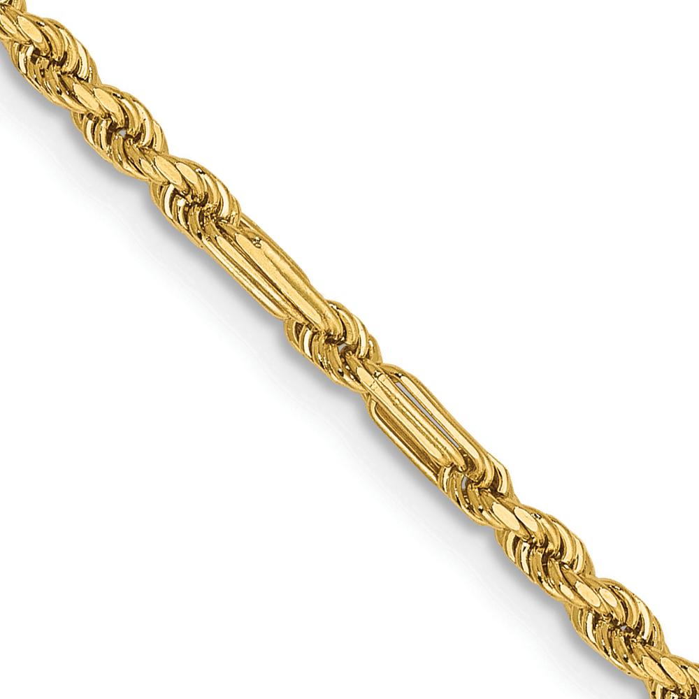 14K Yellow Gold 20" Diamond-Cut Milano Rope Chain Necklace with Lobste ...