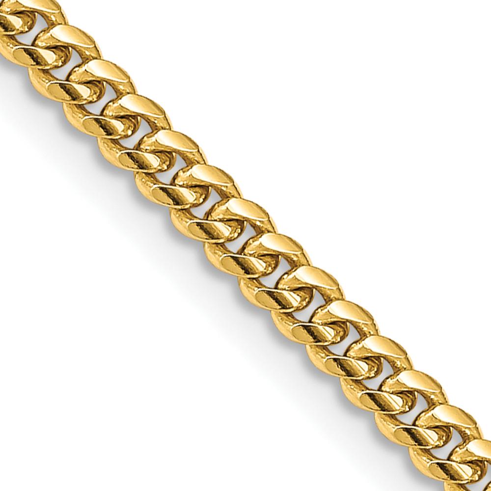 14K Yellow Gold 20" Solid Miami Cuban Link Chain - 3.5mm Width with Lo ...