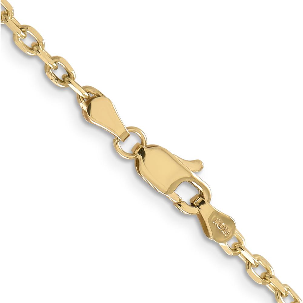 14K Yellow Gold 26" Diamond-Cut Round Open Link Cable Chain with Lobst ...
