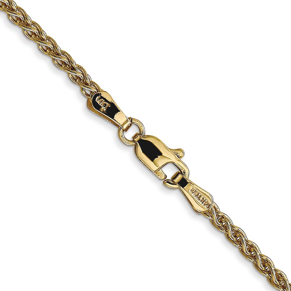 14K Yellow Gold 26" Spiga Chain Necklace - 2.1mm Wheat Design with Lob ...