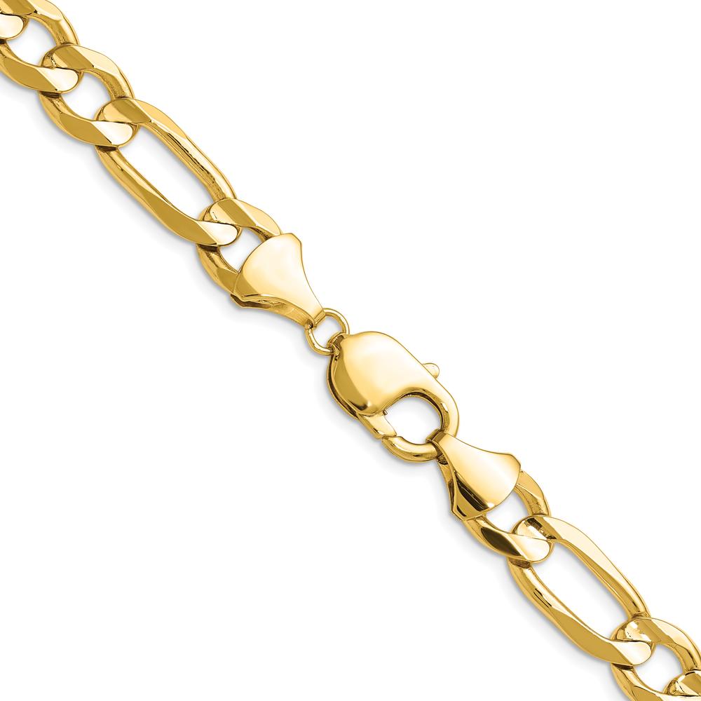 14K Yellow Gold 28-inch Polished Figaro Chain Necklace - 10mm Width by ...