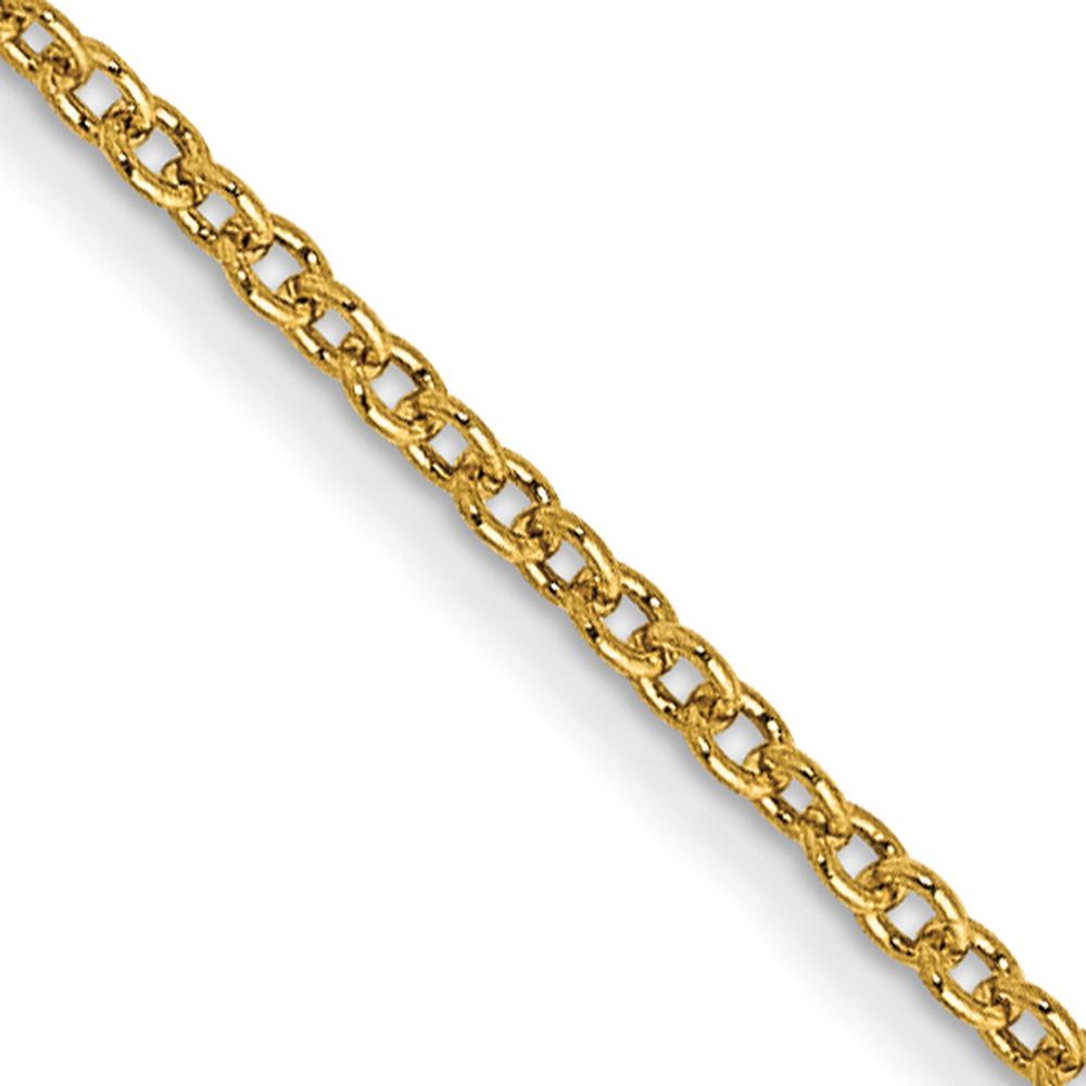 14K Yellow Gold 30" 1mm Round Open Link Cable Chain with Lobster Clasp ...