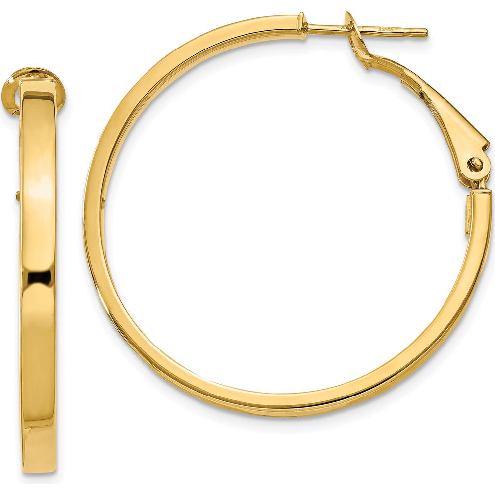 14K Yellow Gold 35mm Polished Square Tube Round Hoop Earrings by Monte ...