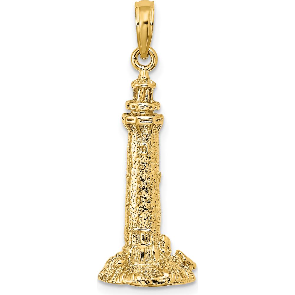 14K Yellow Gold 3D Fenwick Island Lighthouse Charm Pendant by Oro Preg ...