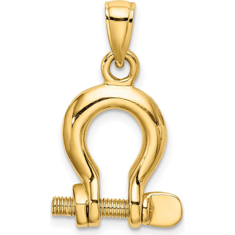14K Yellow Gold 3D Shackle Pendant with Moveable Screw Detail by Oro P ...
