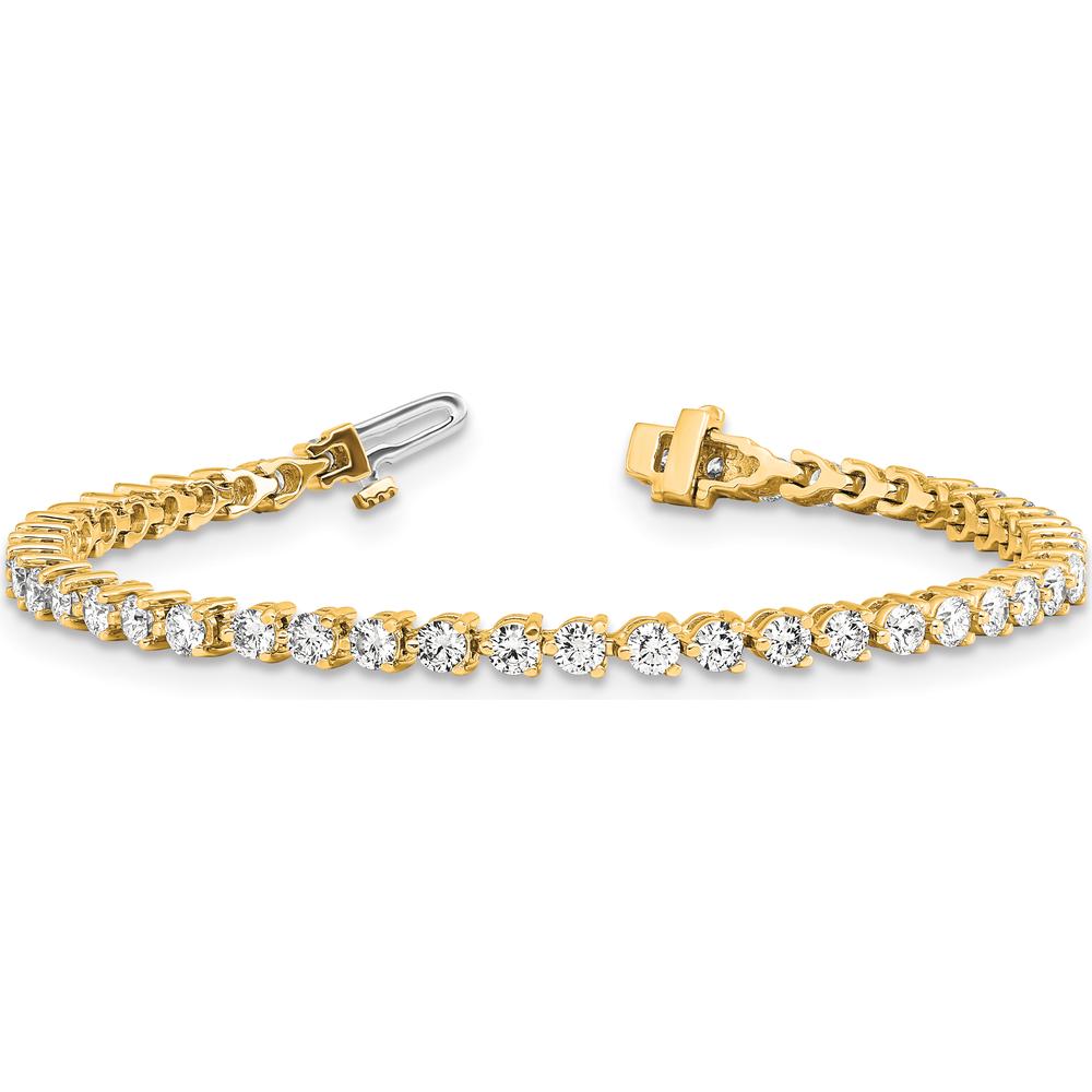 14K Yellow Gold 7-Inch 3-Prong Tennis Bracelet with 46 Round Diamonds ...