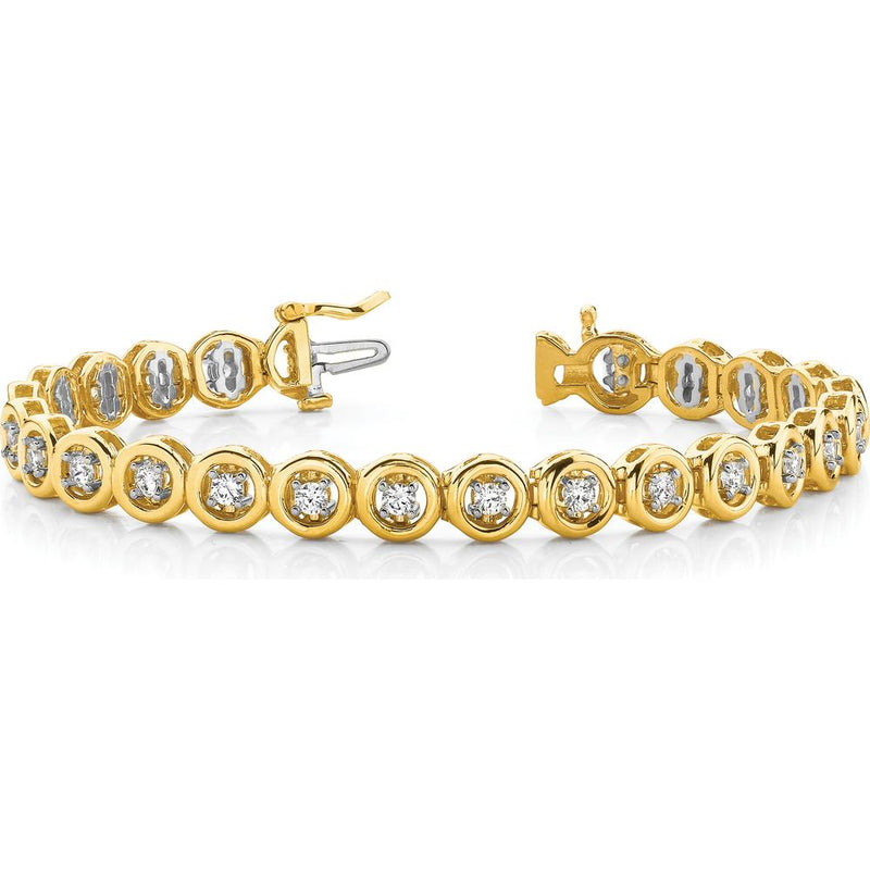 14K Yellow Gold 7" Tennis Bracelet Mounting with 6 Round Prong-Set Hea ...