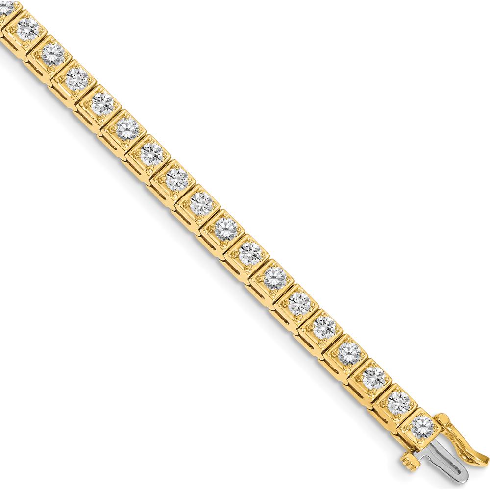 14K Yellow Gold 7" Tennis Bracelet with 37 Round Diamonds - 3.75 Carat ...