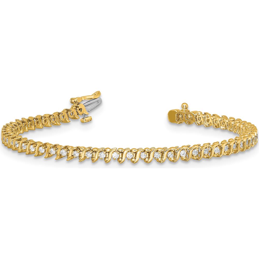 14K Yellow Gold 7" Tennis Bracelet with 54 Prong Set Round Diamonds ...
