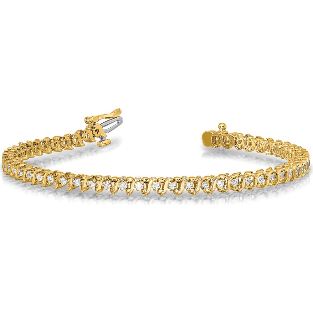 14K Yellow Gold 7" Tennis Bracelet with 54 Prong Set Round Diamonds ...