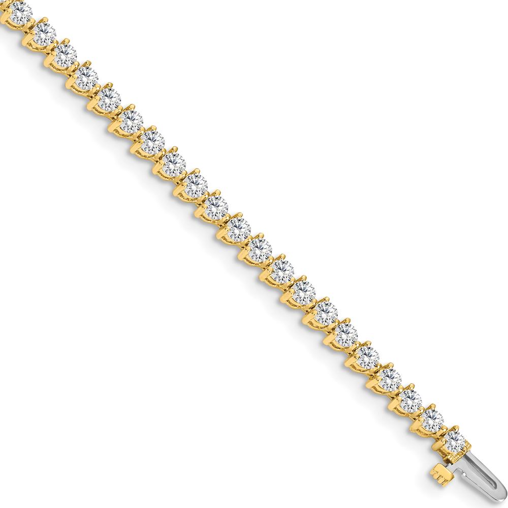 14K Yellow Gold 7" Tennis Bracelet with Round Diamonds - 4.3 Carat Tot ...