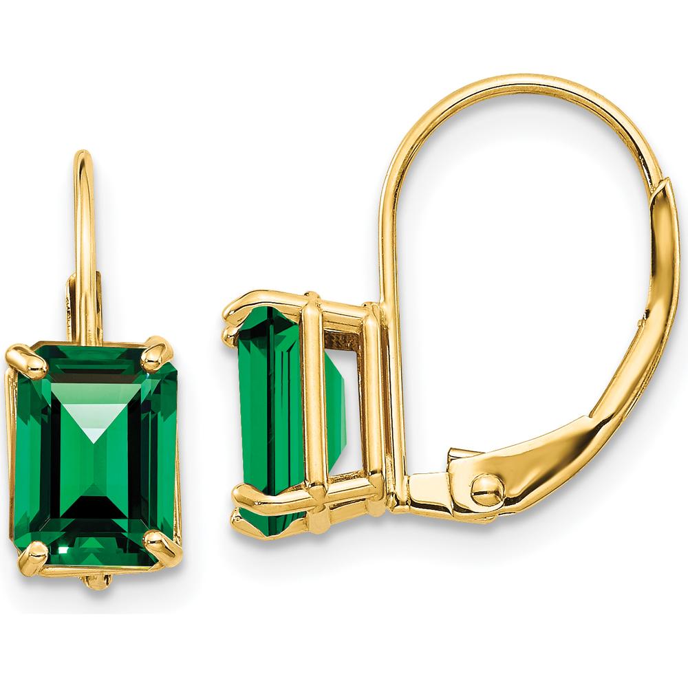 14K Yellow Gold 7x5mm Emerald Cut Mount St. Helens Leverback Earrings – Robinson's Jewelers