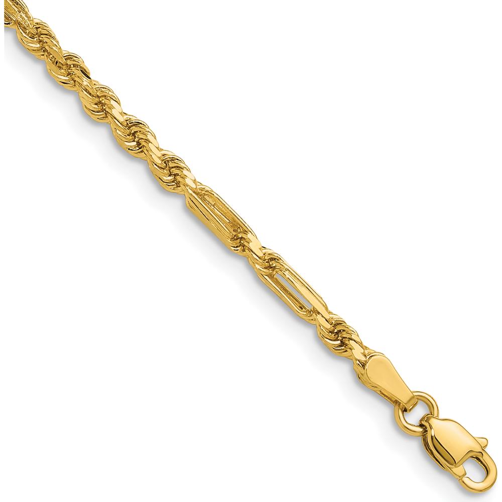 14K Yellow Gold 8" Diamond-Cut Milano Rope Chain Bracelet - 2.75mm Wid ...