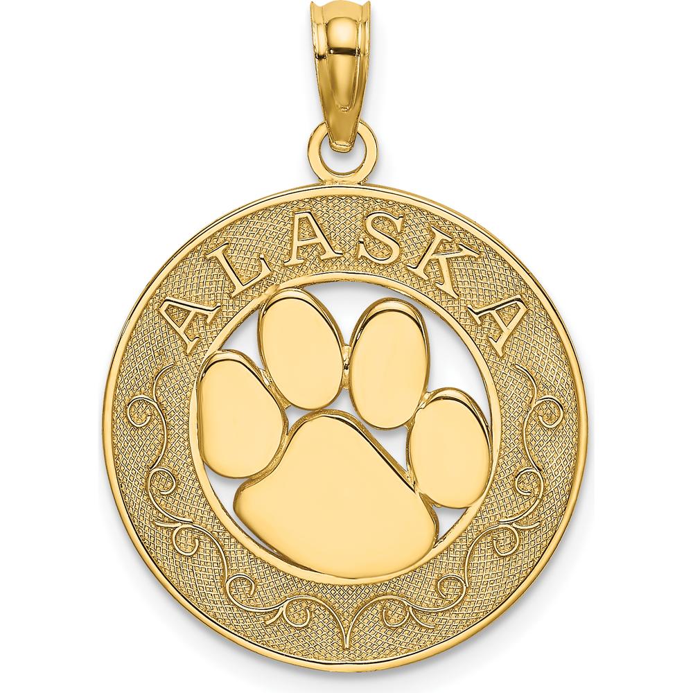 14K Yellow Gold Alaska Bear Paw Pendant - Textured Design by Oro Pregi ...