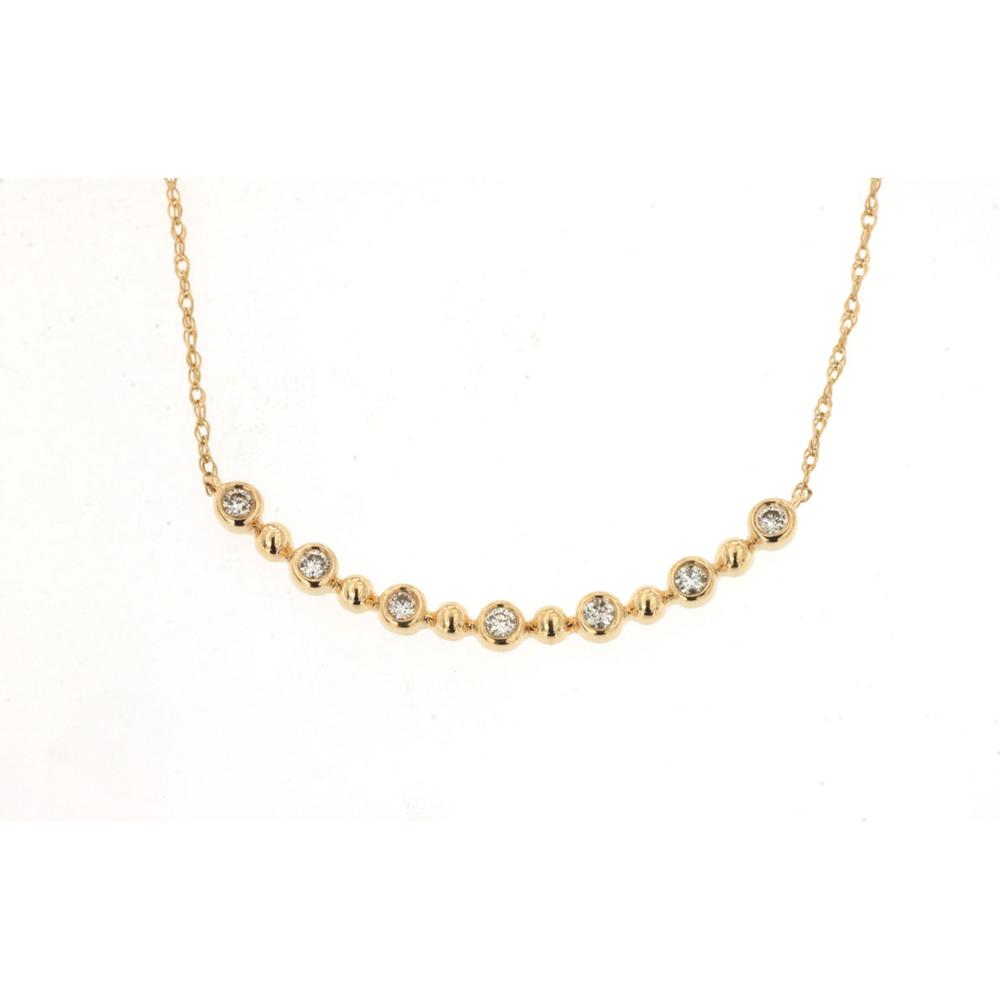 14K Yellow Gold Bezel-Set Round Diamond Necklace - 0.10 Carats Total D ...