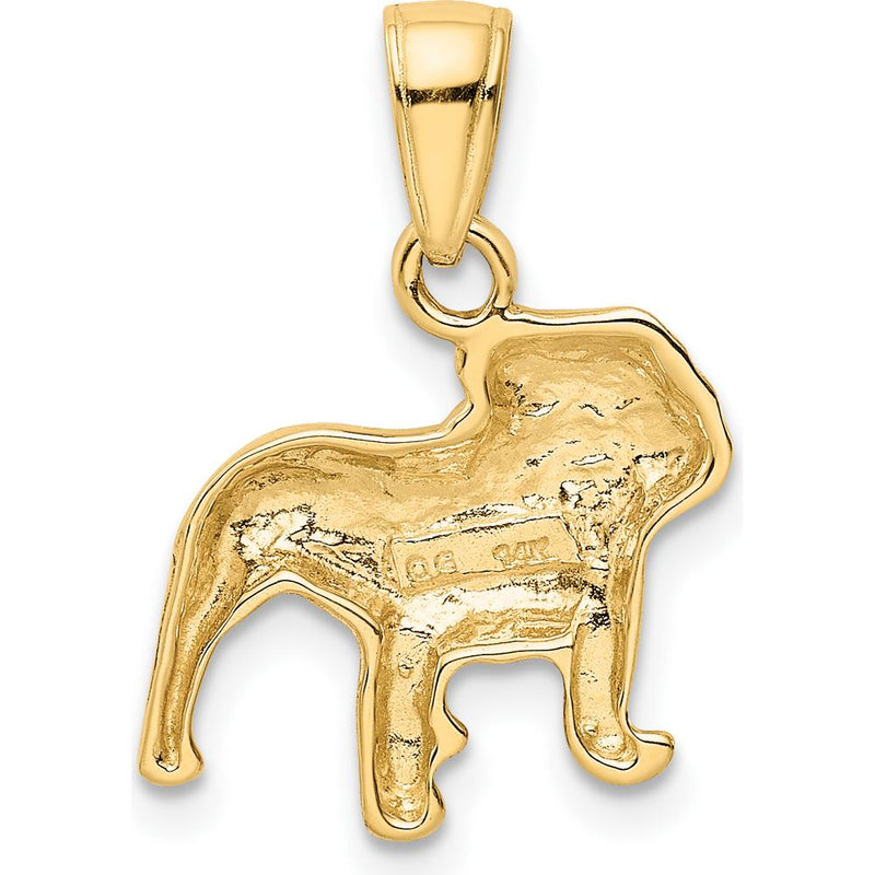 14K Yellow Gold Bulldog Pendant - Polished Textured Design by Oro Preg ...