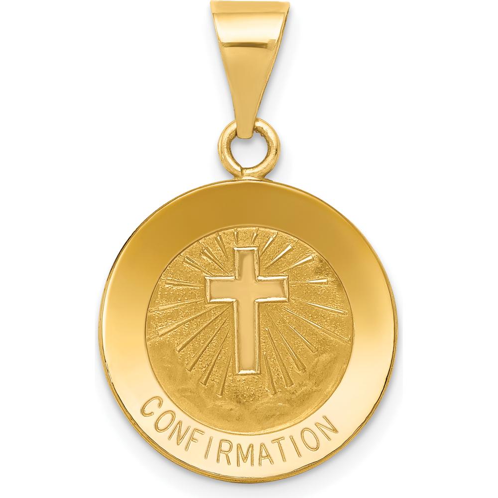 14K Yellow Gold Confirmation Cross Pendant with Polished and Satin Fin ...