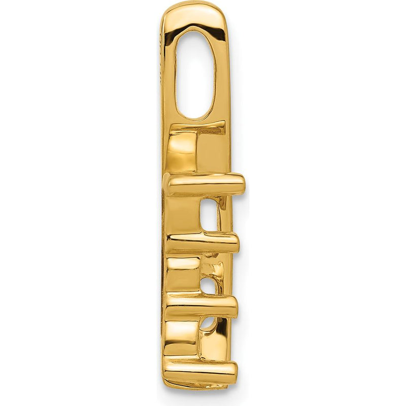 14K Yellow Gold Curved Bar Chain Slide Mounting for 3 Round Stones - 4 ...