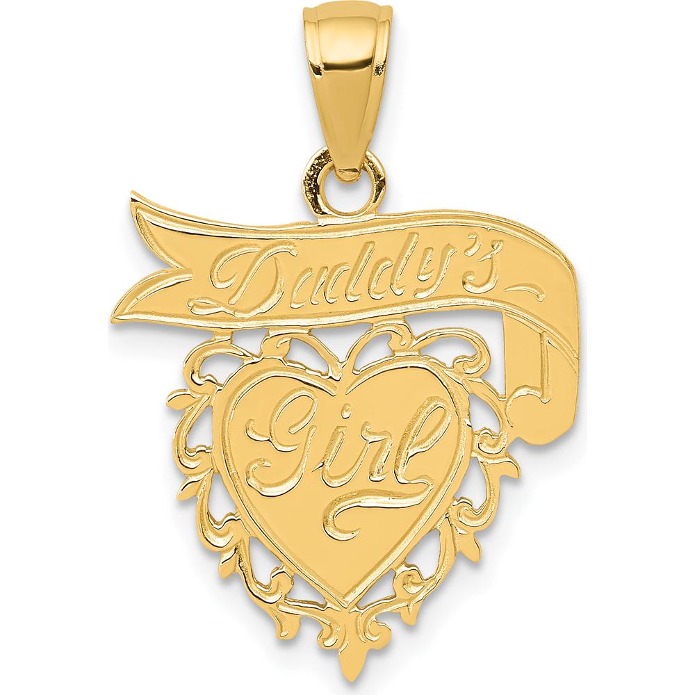14K Yellow Gold "Daddy's Girl" Heart with Banner Pendant - 23mm in Len ...