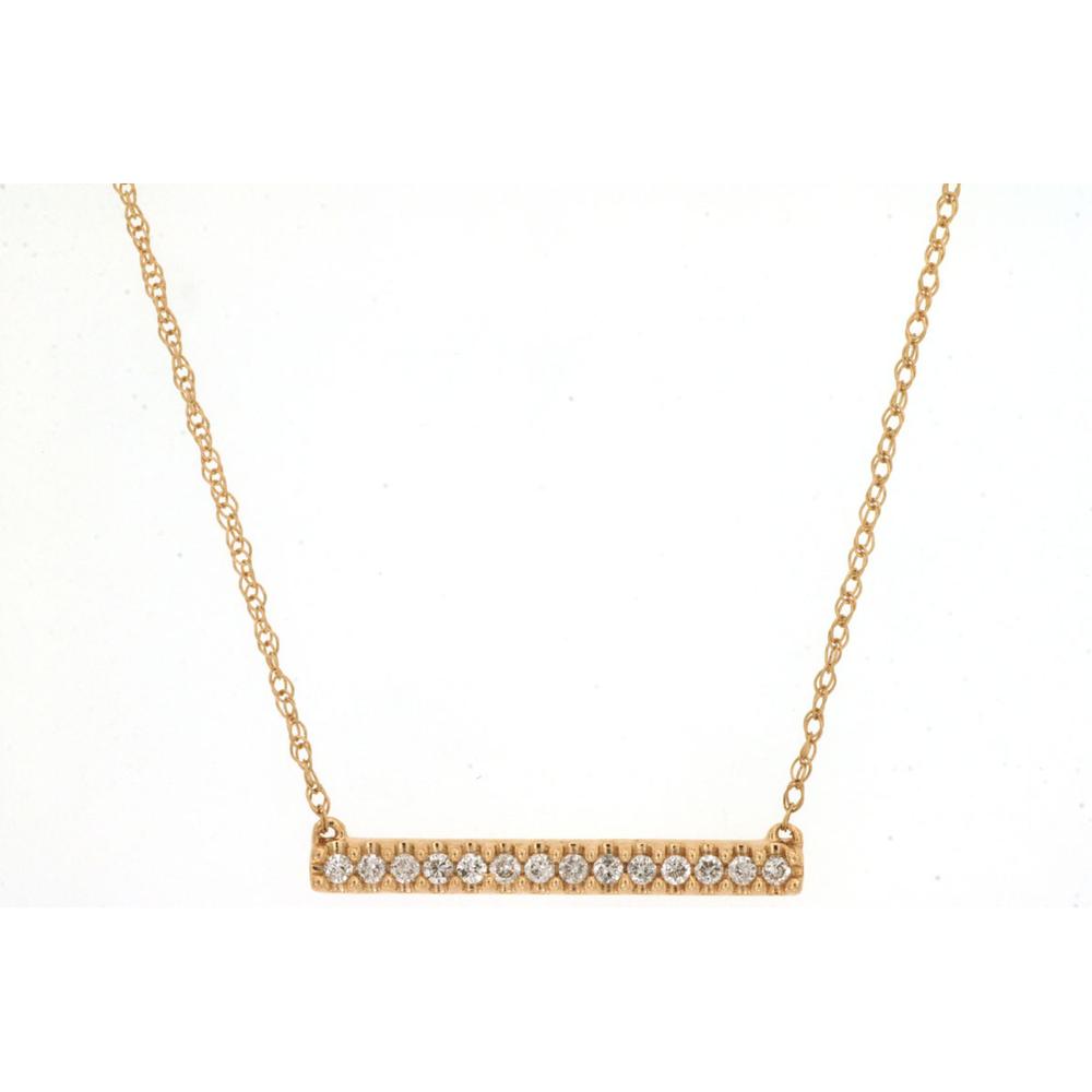 14K Yellow Gold Diamond Bar Necklace with Round Brilliant-Cut Diamonds ...