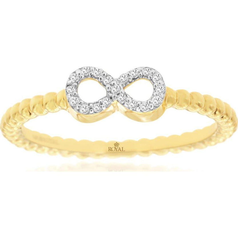14K Yellow Gold Diamond Infinity Ring with Round Brilliant Diamonds ...