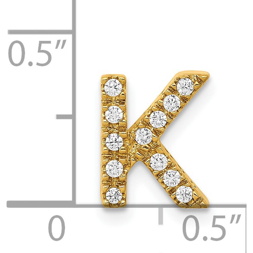 14K Yellow Gold Diamond Letter K Initial Charm with 12 Round Diamonds ...