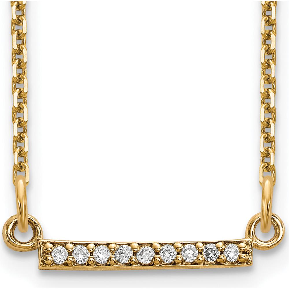 14K Yellow Gold Diamond Tiny Bar Necklace with 9 Round Diamonds - 0.00 ...
