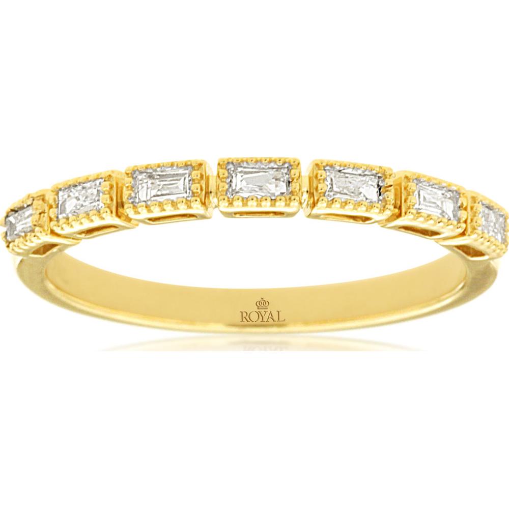 14K Yellow Gold Diamond Wedding Band with Step-Cut Diamonds - 0.20 Car ...