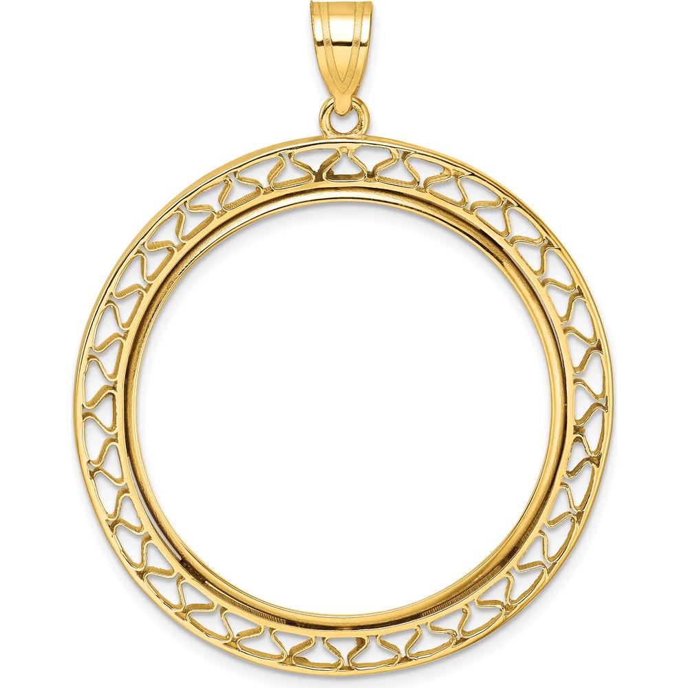 14K Yellow Gold Distinguished Coin Pendant with Prong Bezel - 32.7mm W ...
