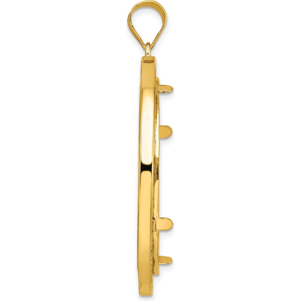 14K Yellow Gold Distinguished Coin Pendant with Prong Bezel - 32.7mm W ...