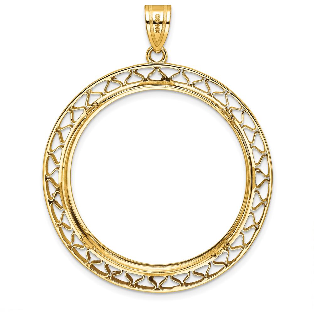 14K Yellow Gold Distinguished Coin Pendant with Prong Bezel - 32.7mm W ...