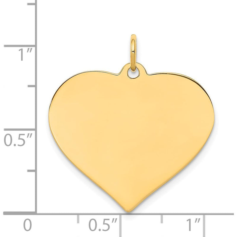 14K Yellow Gold Engravable Heart Disc Charm - Polished Finish, 25mm by ...