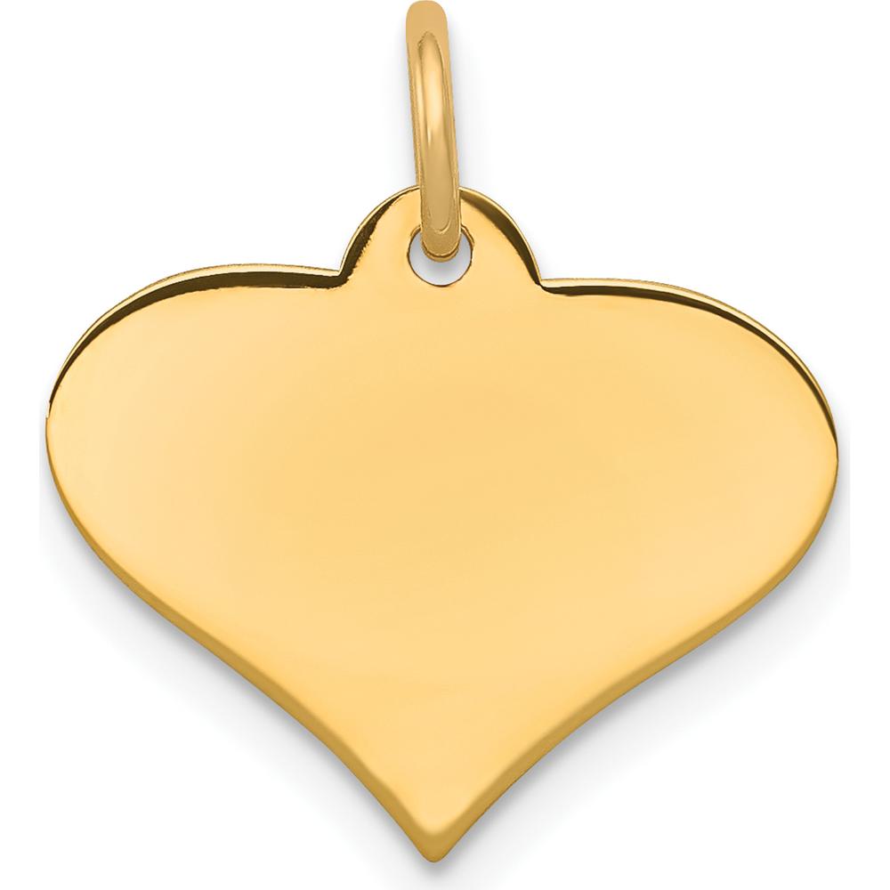 14K Yellow Gold Engraveable Heart Disc Charm - Polished Finish by Oro ...