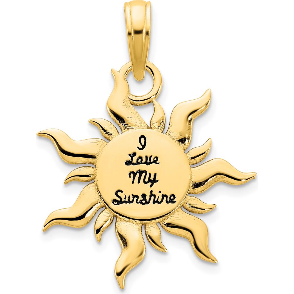 14K Yellow Gold "I Love My Sunshine" Sun Pendant with Epoxy Detailing ...