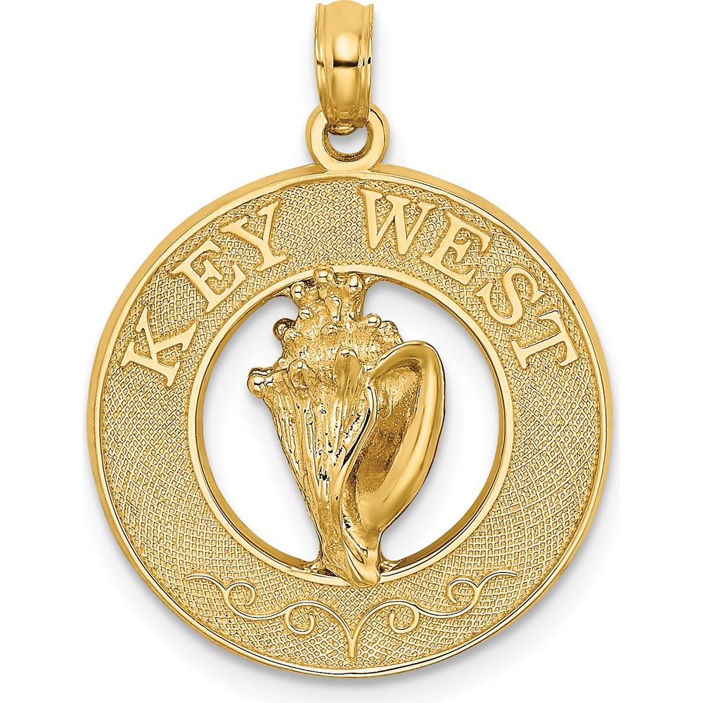 14K Yellow Gold Key West Conch Shell Pendant with Textured Finish - 24 ...