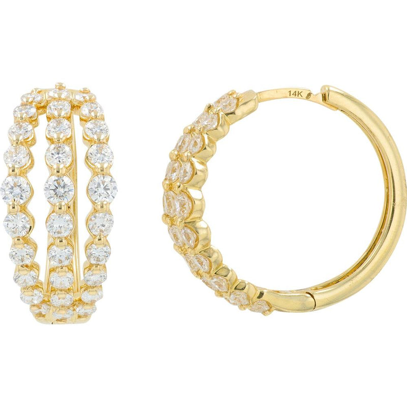 14K Yellow Gold Lab Grown Diamond Hoops - 2.00 Carat Total Diamond Wei ...