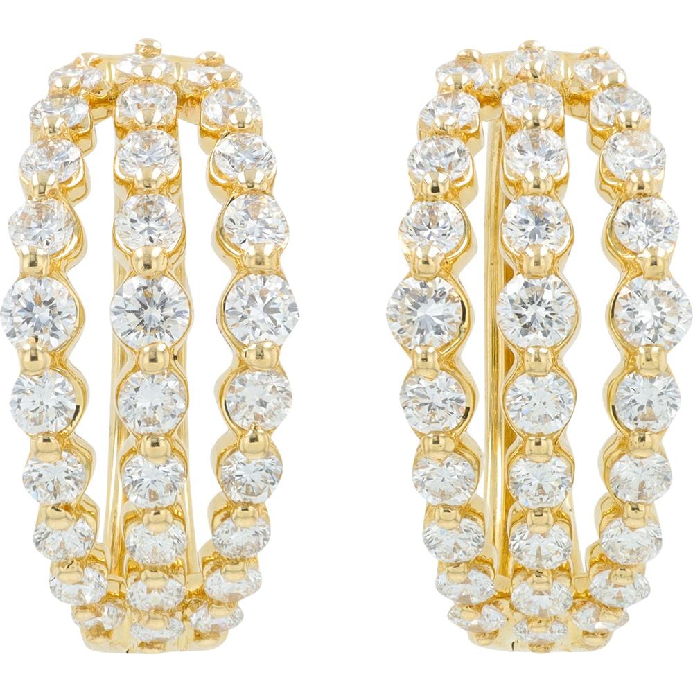 14K Yellow Gold Lab Grown Diamond Hoops - 2.00 Carat Total Diamond Wei ...