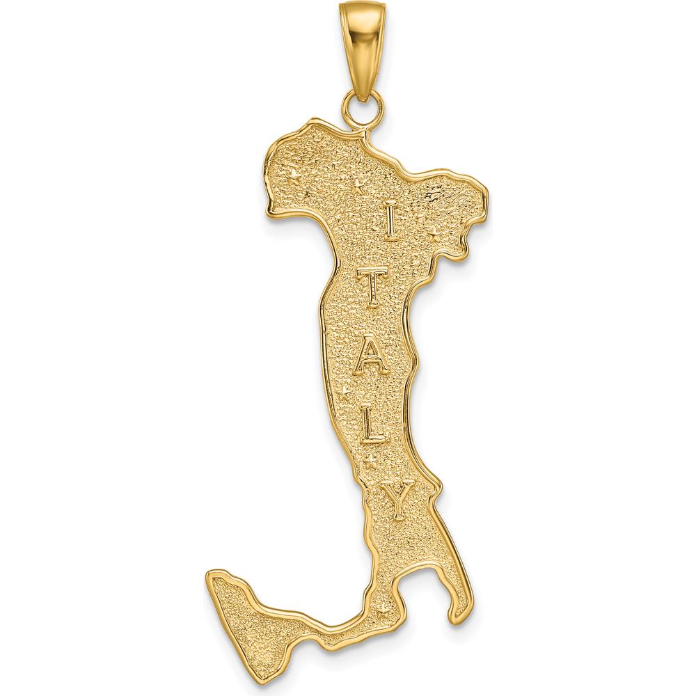 14K Yellow Gold Large Italy Map Pendant with Engraved "ITALY" - Solid ...