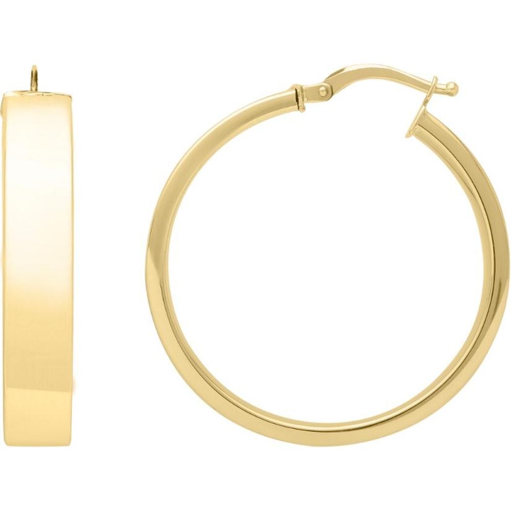 14K Yellow Gold Large Wedding Band Hoop Earrings - Square Tube Design ...