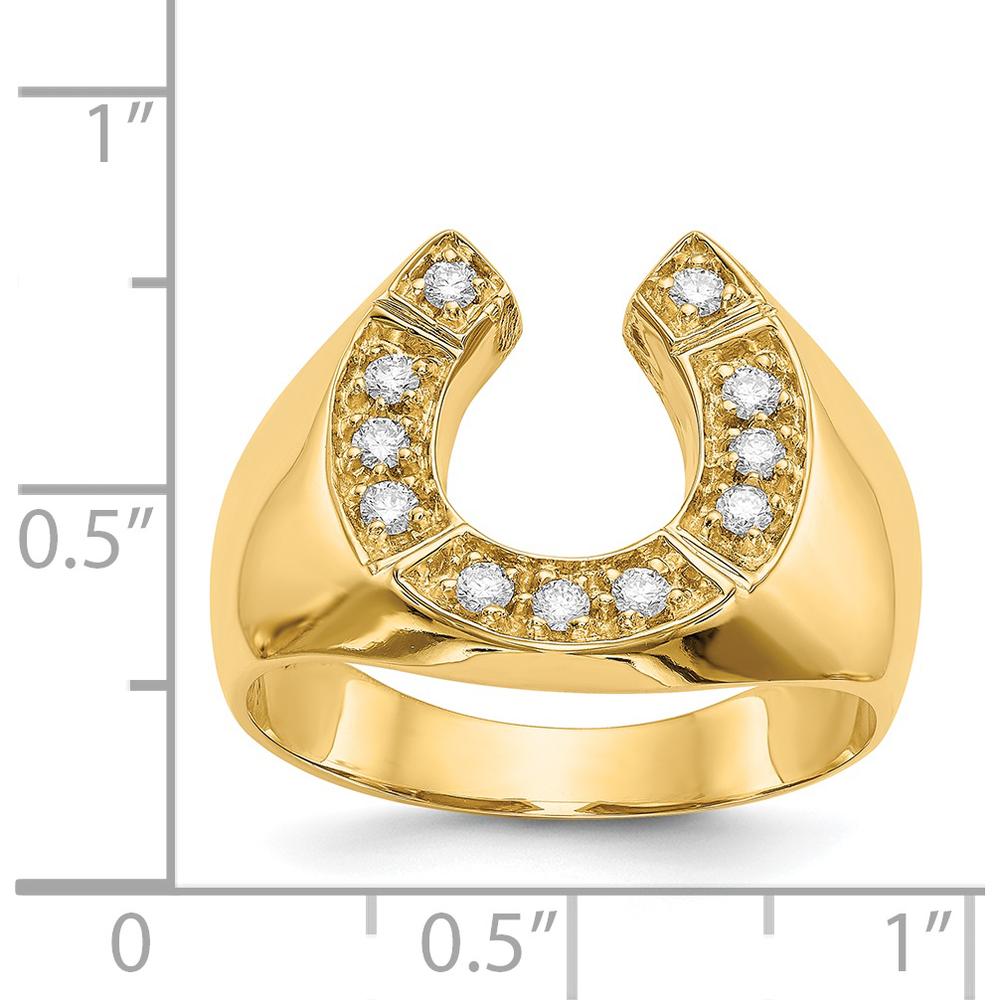 14K Yellow Gold Men's Ring with 11 Round Prong Set Diamonds - 0.02 Car ...