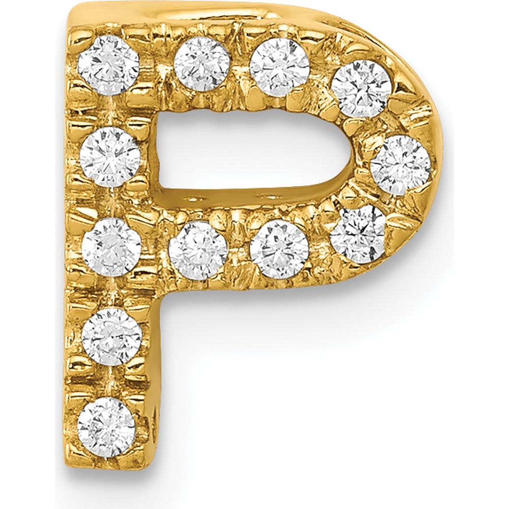 14K Yellow Gold Personalized Diamond Letter P Charm - 0.01 Carat Total ...