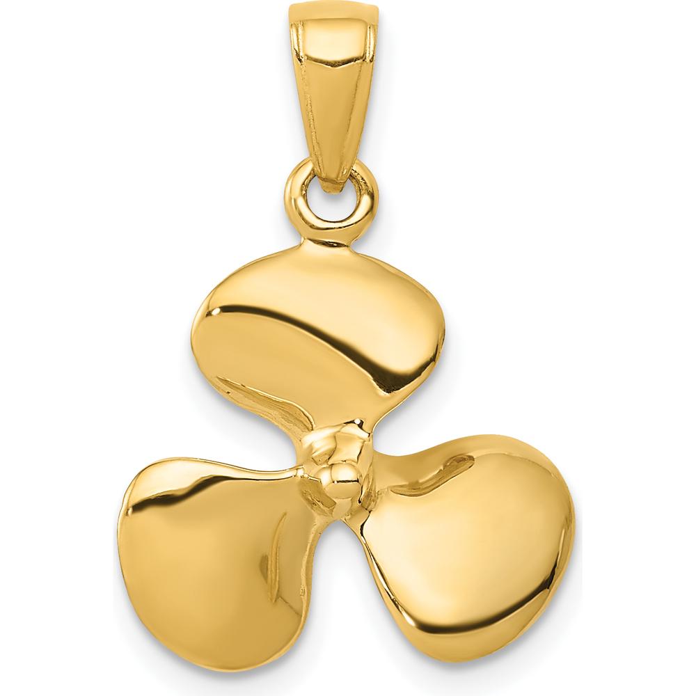 14K Yellow Gold Polished 3D Propeller Pendant - 22mm Length by Oro Pre ...