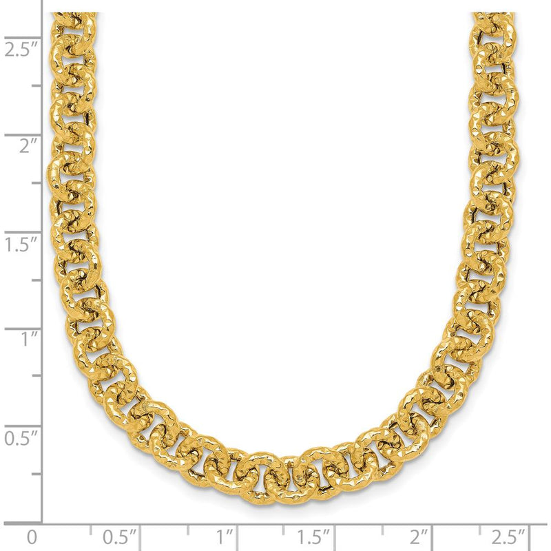 14K Yellow Gold Polished and Textured 7.3mm Cable Chain Necklace - 18 ...