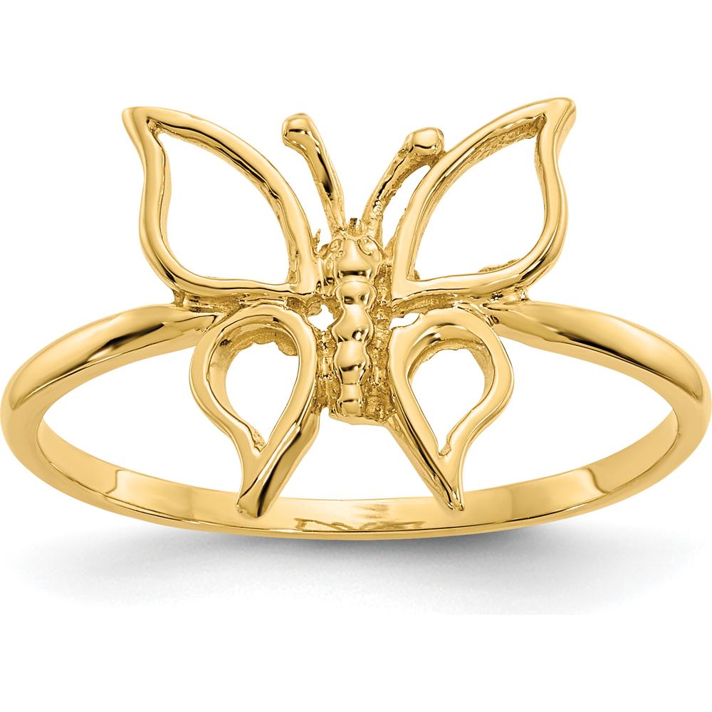 14K Yellow Gold Polished Butterfly Themed Ring by Oro Pregiato ...