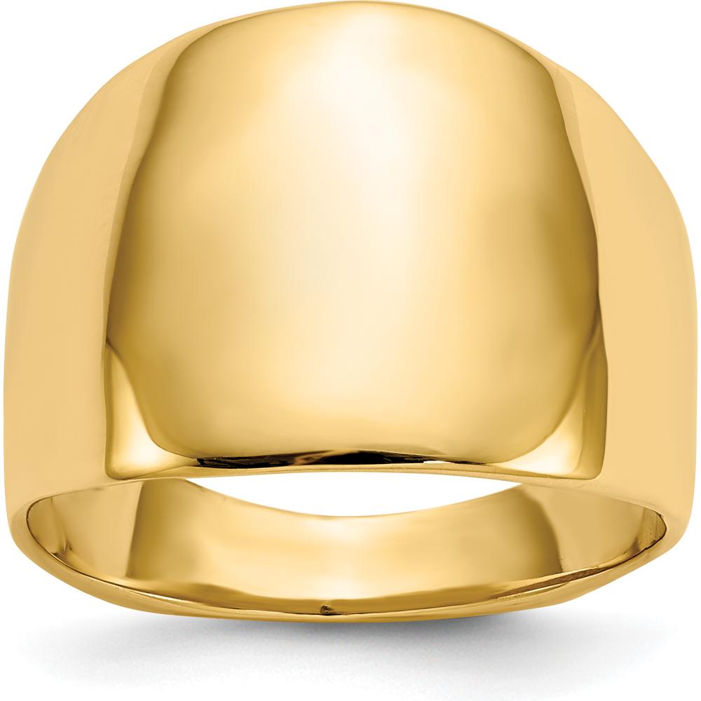 14K Yellow Gold Polished Dome Fashion Ring - Tapered Band Design - Siz ...