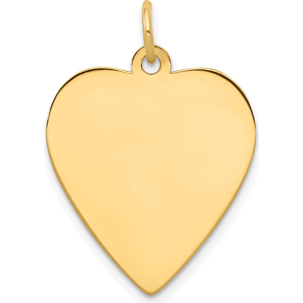 14K Yellow Gold Polished Engravable Heart Disc Charm - 27mm Length by ...