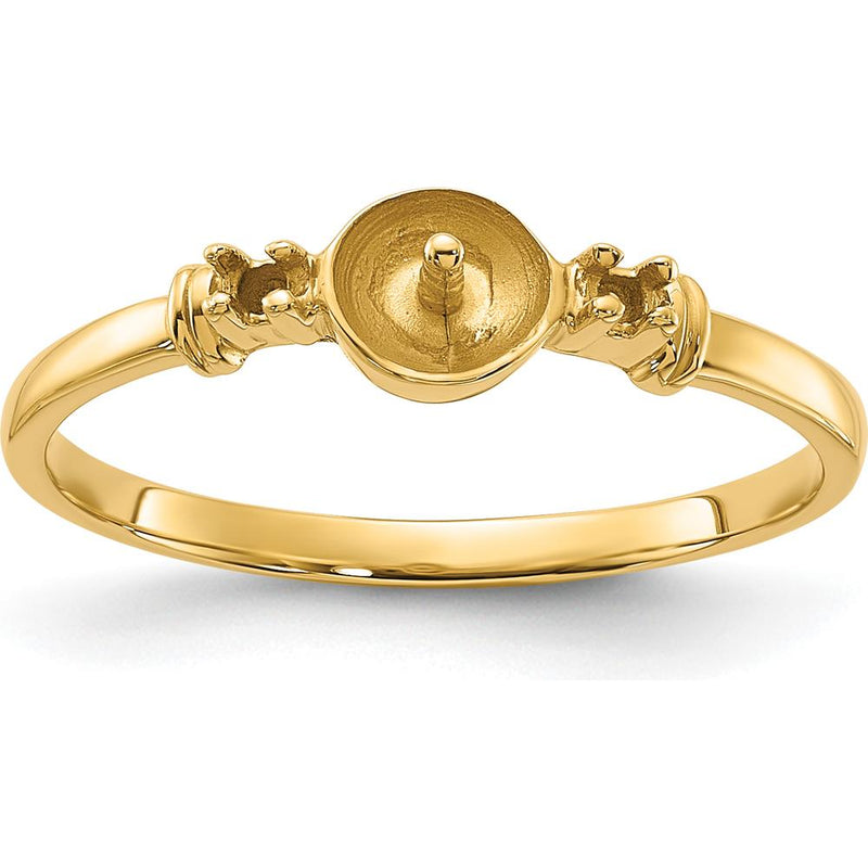 14K Yellow Gold Polished Ring Mounting for 5mm Round Stone with 1.2mm ...