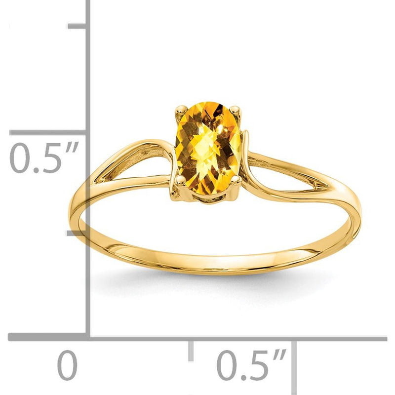 14K Yellow Gold Ring with 6x4mm Oval Checkerboard Cut Citrine - 0.48 C ...