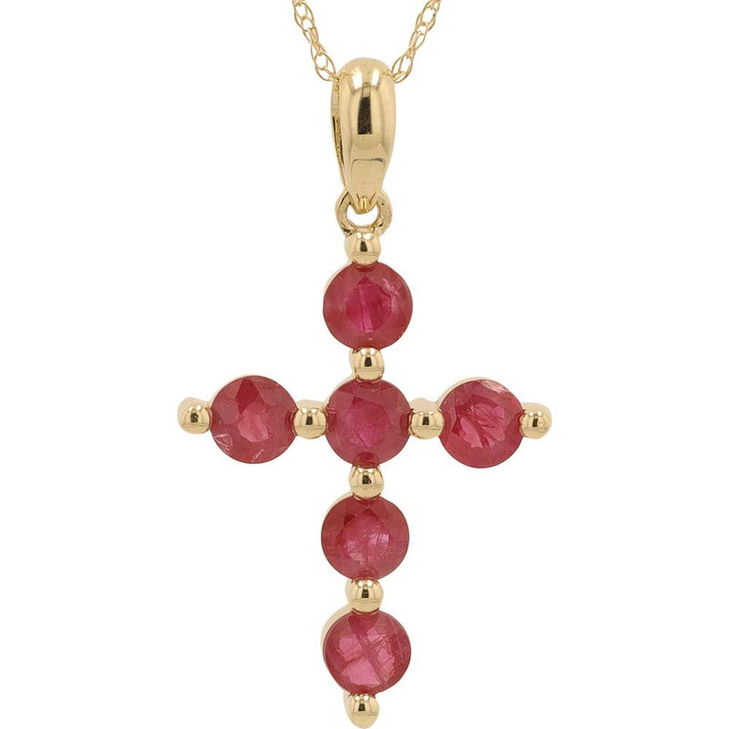 14K Yellow Gold Ruby Cross Pendant - 1.33 Carat Total Ruby Weight – Robinson's Jewelers